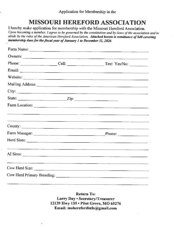 MHA Membership Application Form - Missouri Hereford Association